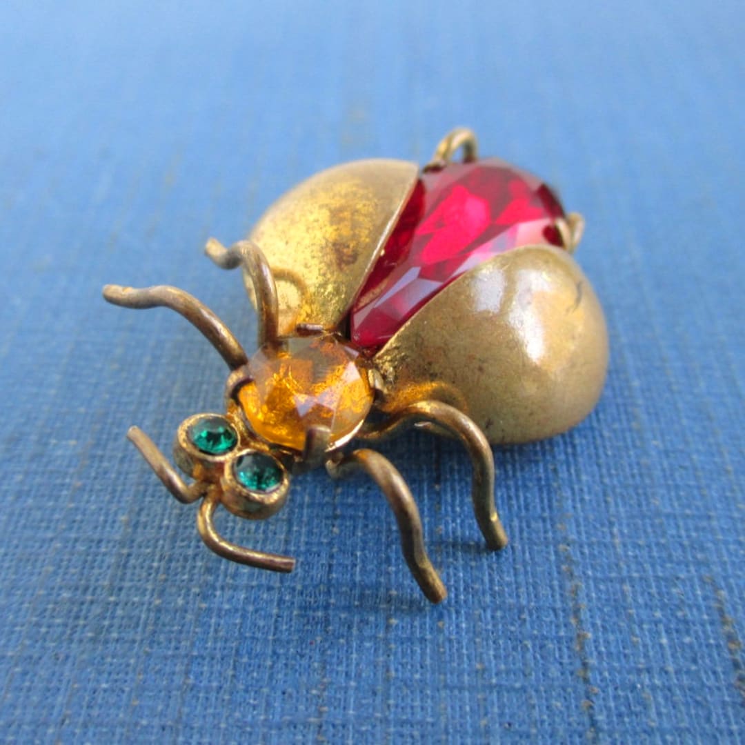 Czechoslovakia Jelly Belly Bug Pin / Brooch - Vintage, Red, Yellow ...