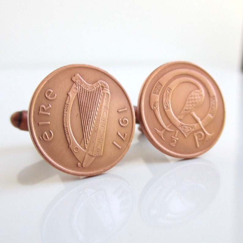IRELAND Coin Cuff Links Irish Eire Repurposed Vintage 1/2P - Etsy
