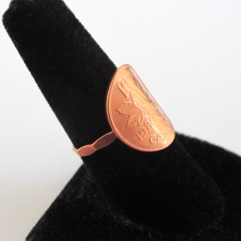 Canada Maple Leaf Penny Ring Vintage Handmade Repurposed | Etsy