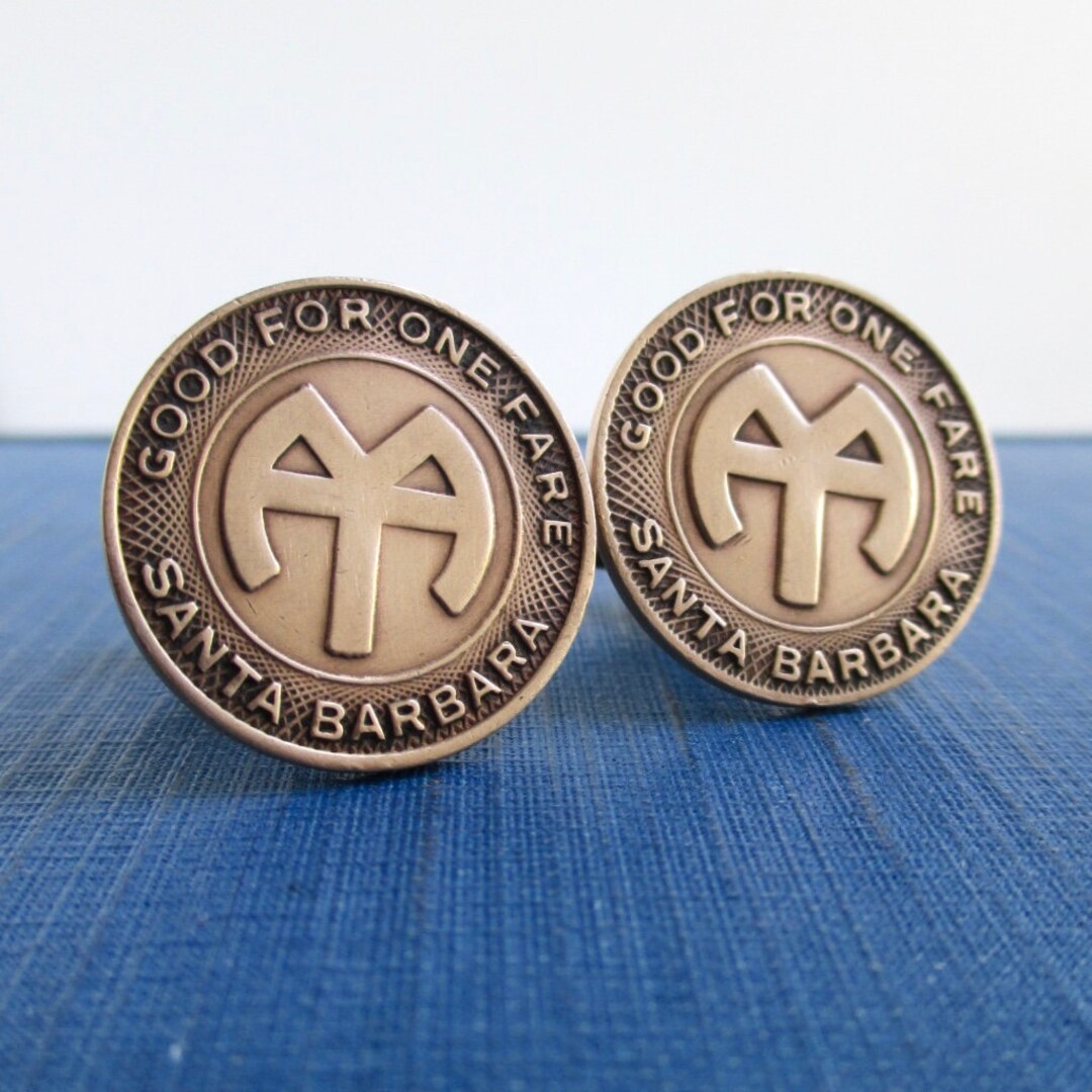 SANTA BARBARA Transit Token Cuff Links - Repurposed Vintage Solid ...