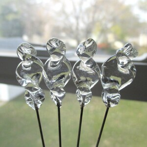 4 Vintage Glass Stick Pins - Larger Size, Clear / Colorless - 3 3/4" to ...