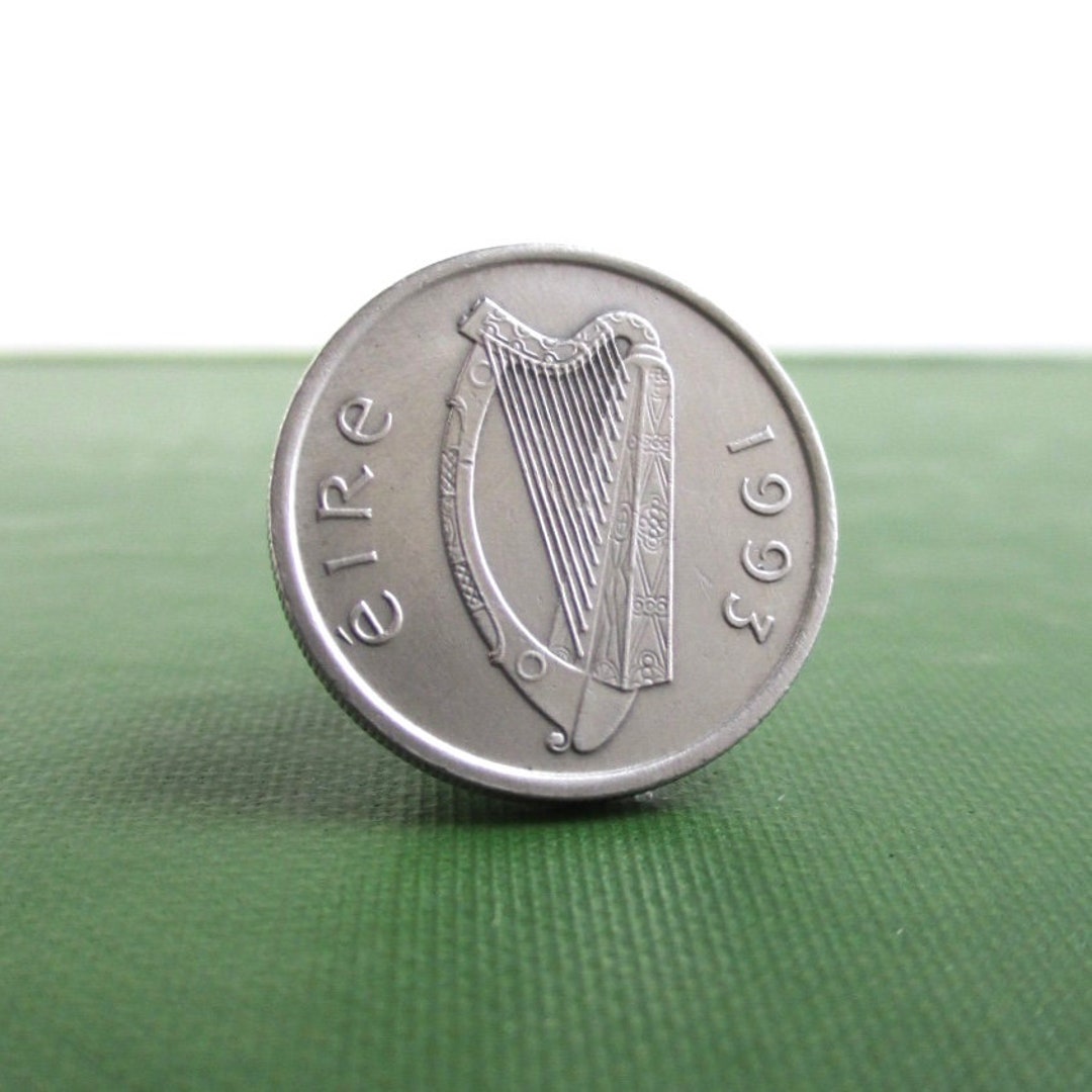 EIRE Ireland Coin Tie Tack / Lapel Pin Repurposed Vintage Silver Tone ...