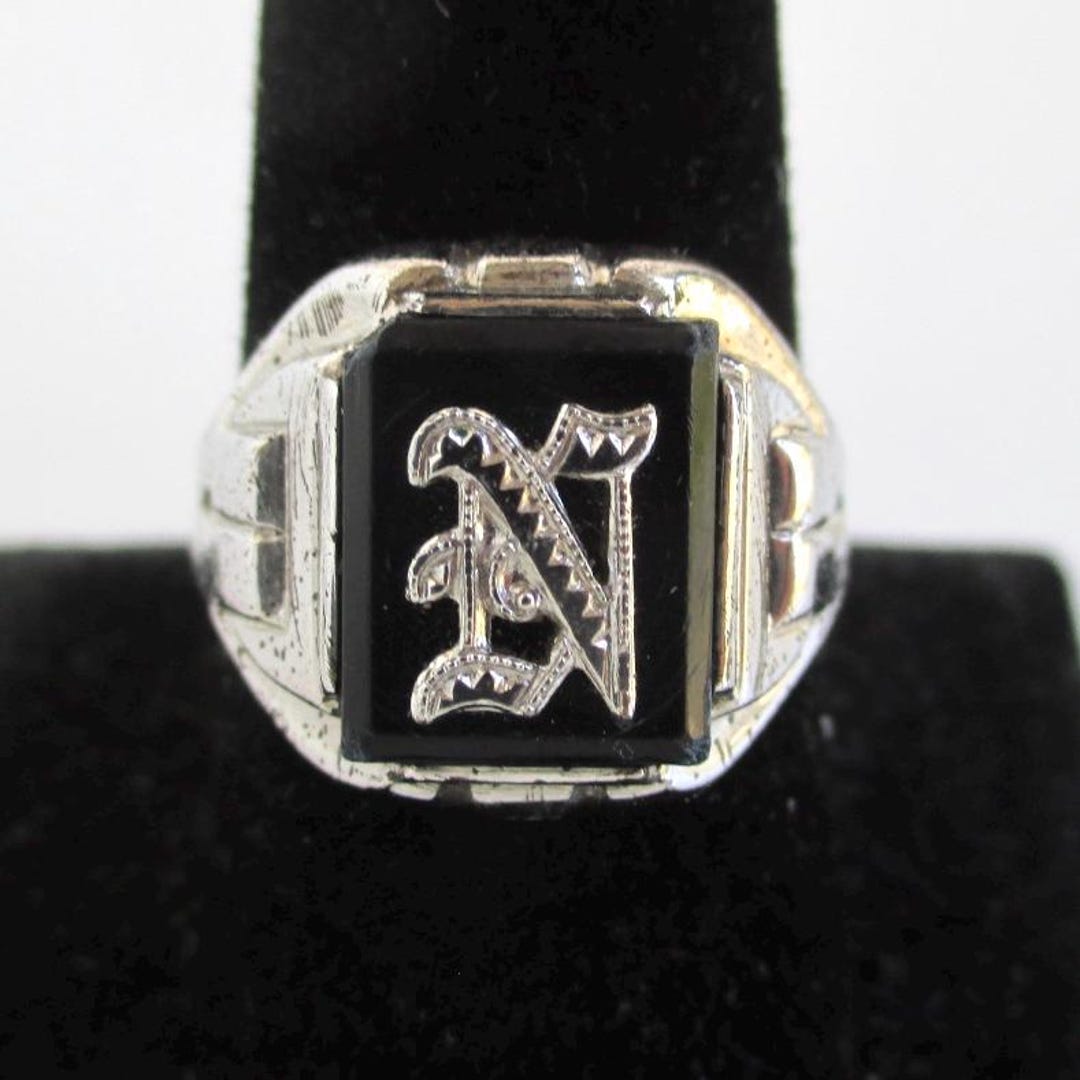 Letter N Signet Ring Vintage, Marked Sterling but Isn't Size 9.75 - Etsy