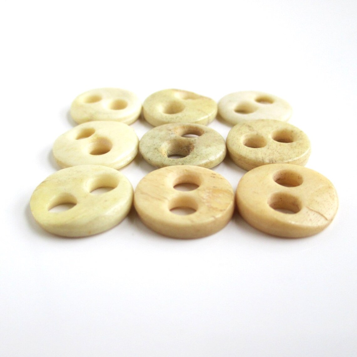 9 Vintage Bone Buttons Antique Two Hole Eye Shape Clothing - Etsy