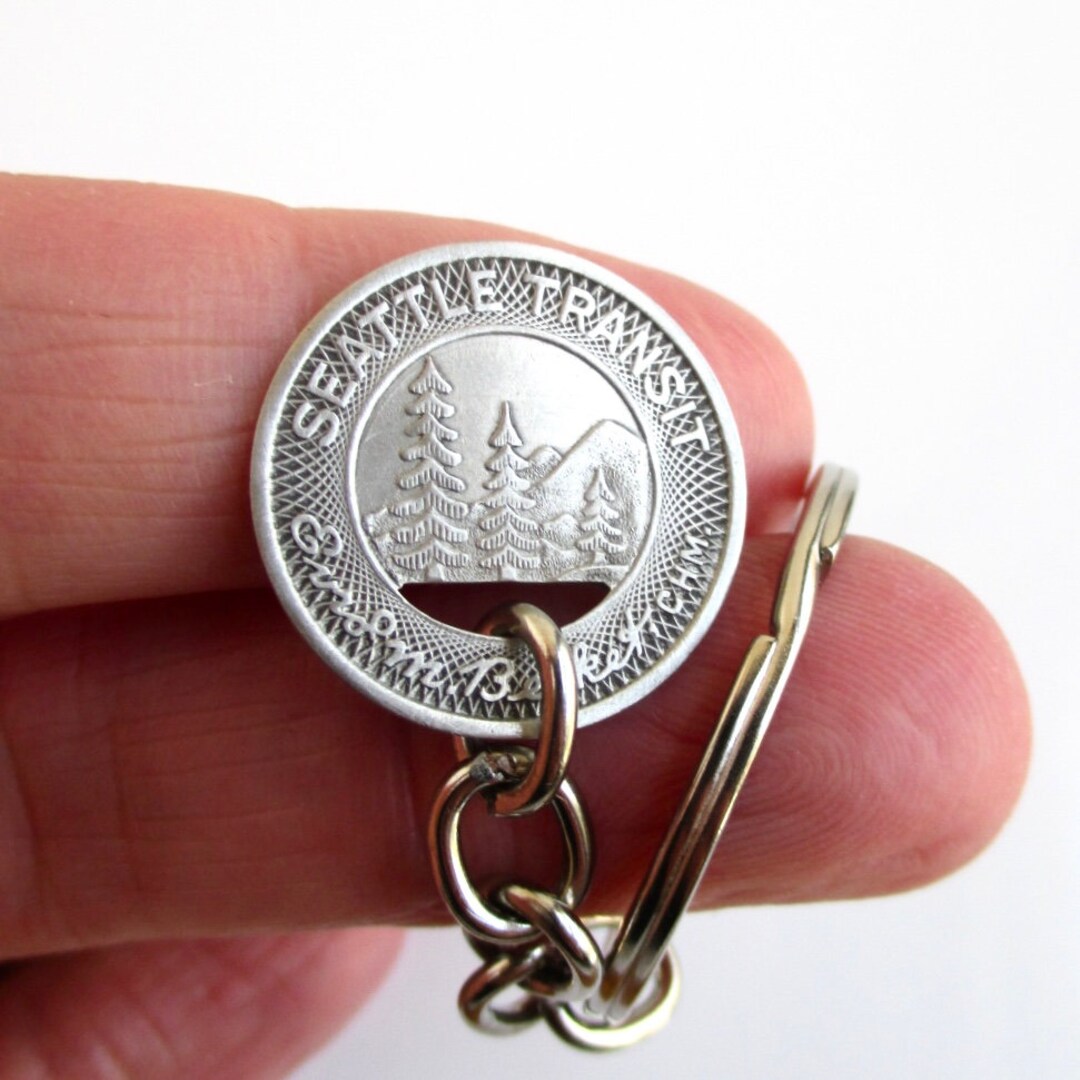 SEATTLE Transit Token Keychain Repurposed Vintage Large Size Silver ...