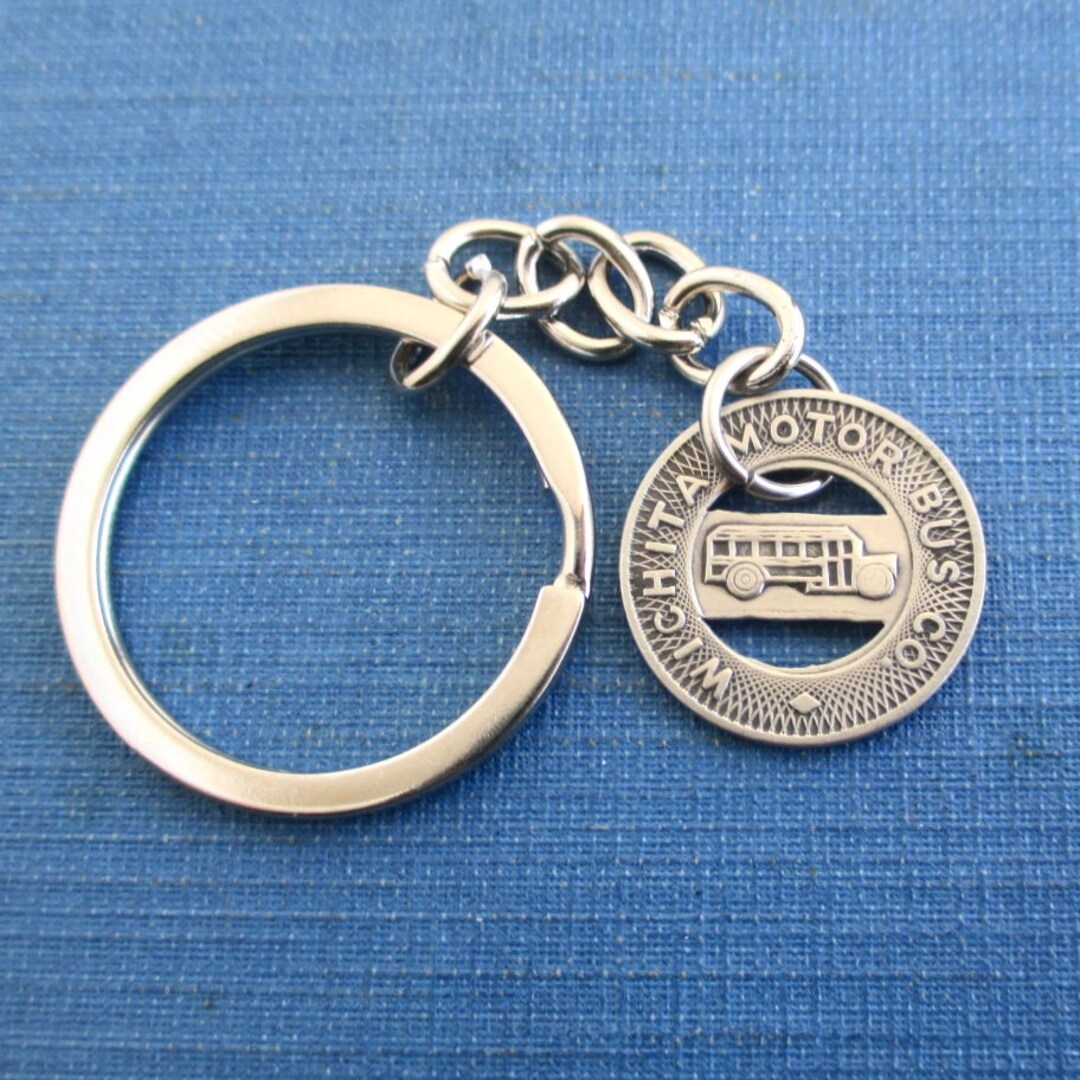 Wichita, KS Transit Token Key Chain - Repurposed Vintage Silver Tone ...