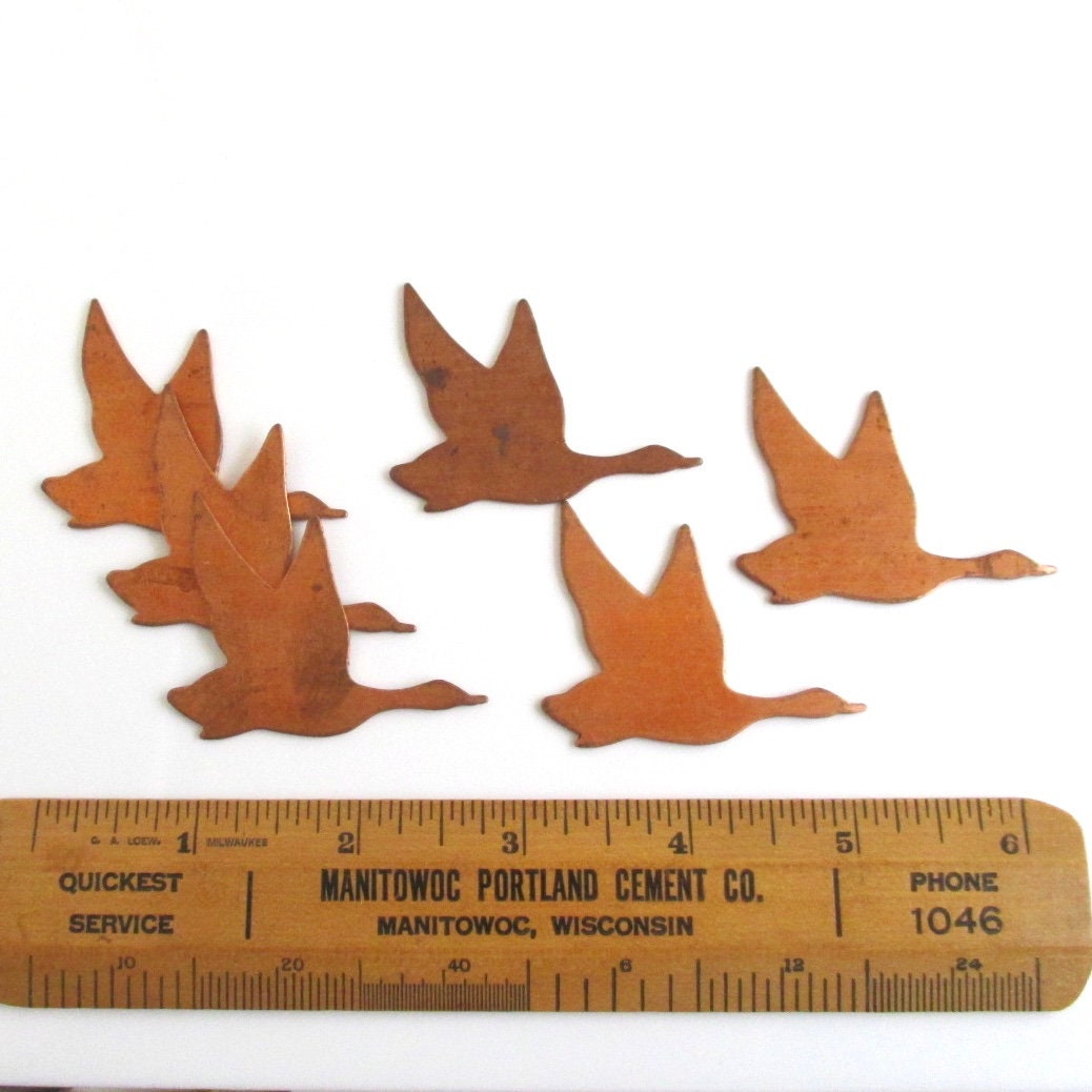 6 Copper Duck / Geese Stampings Vintage Raw Copper Findings - Etsy