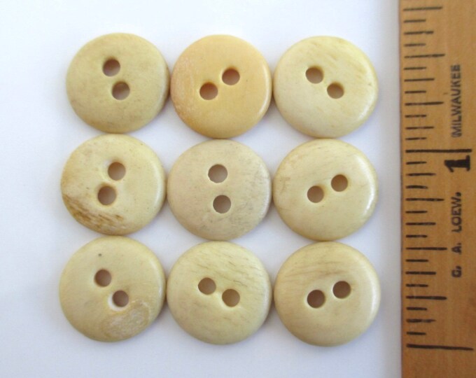 9 Vintage Bone Buttons Antique Two Hole Eye Shape Clothing Buttons, 12 ...