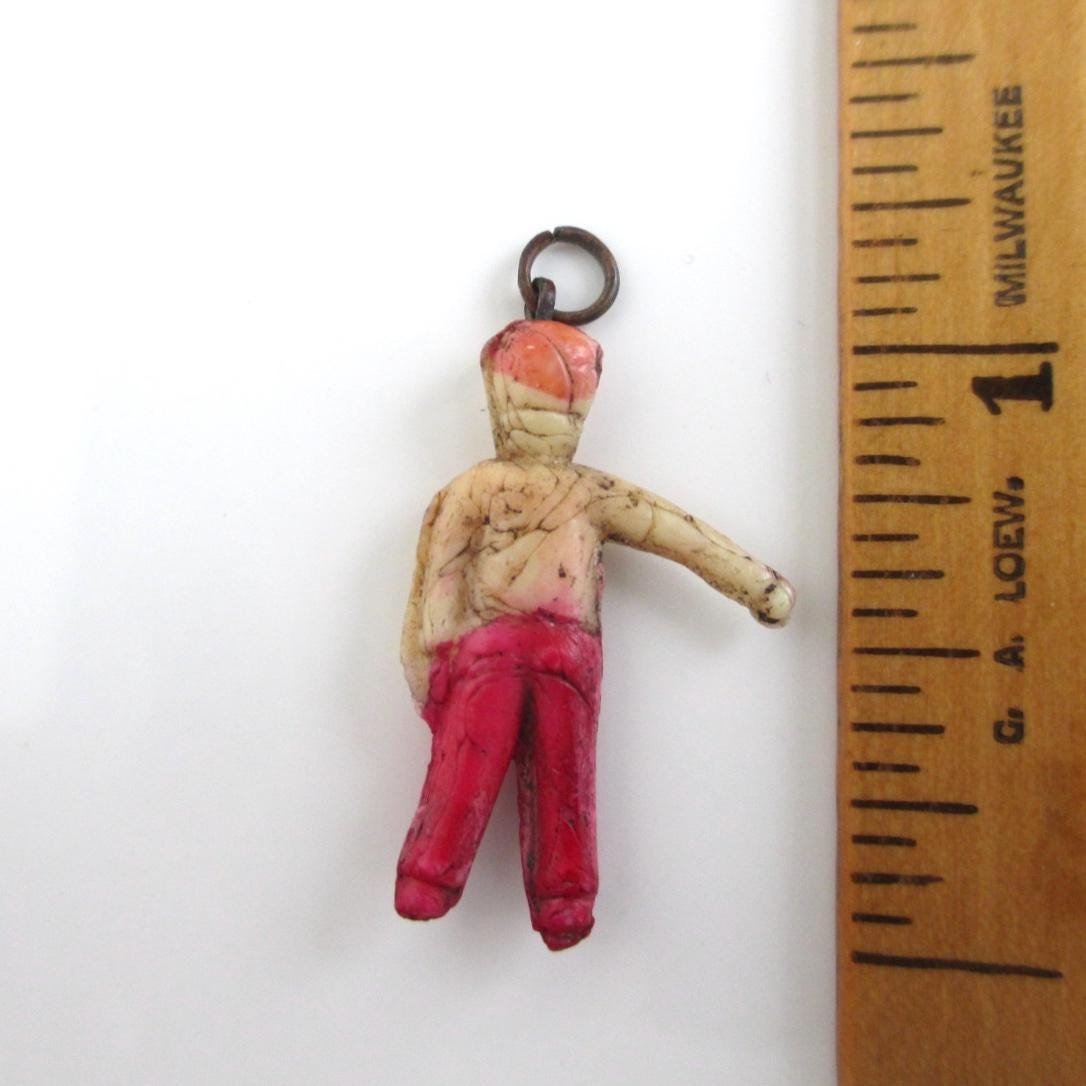 Vintage Celluloid Figure Charm - Hand Painted W/ Metal Top Ring - Etsy