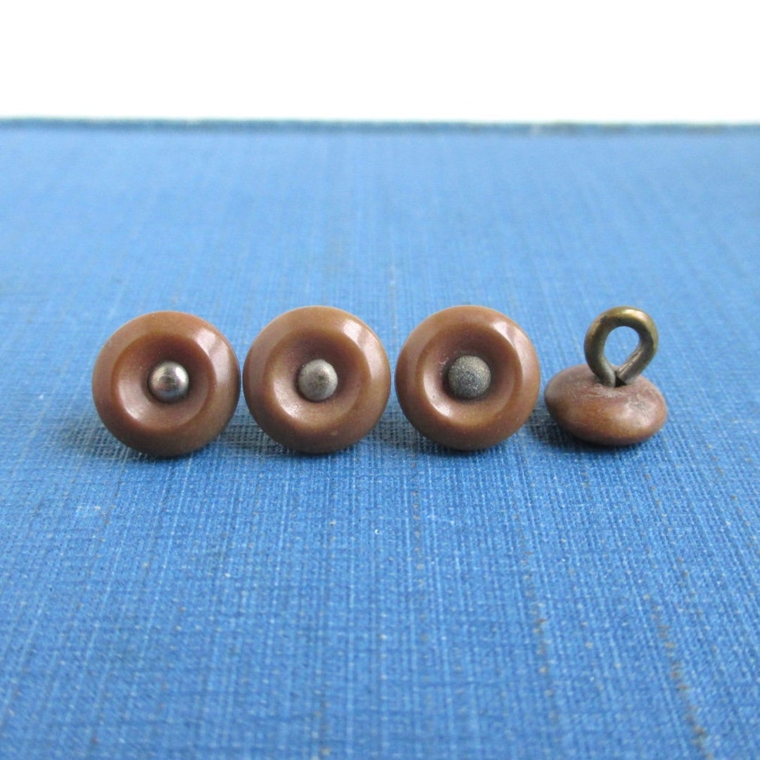 4 Vintage Shoe Buttons Brown Color W/ Metal Shanks Antique - Etsy