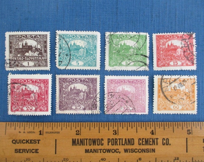 8 Alphonse Mucha Czech Postage Stamps Vintage / Antique Czechoslovakia ...