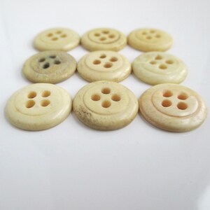 9 Large Antique Bone Buttons Vintage 4 Hole, Larger 17mm or 11/16 Size ...