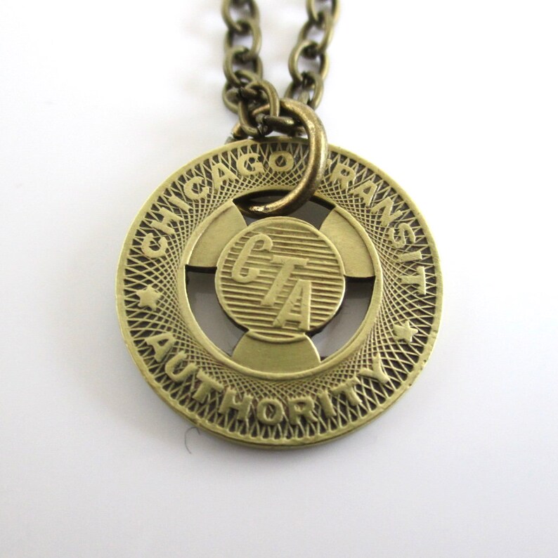 CHICAGO CTA Transit Token Necklace Repurposed Vintage Solid | Etsy
