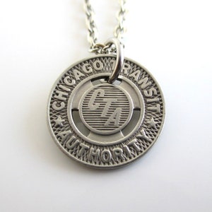 CHICAGO CTA Token Pendant Necklace Repurposed Vintage Transit Token ...