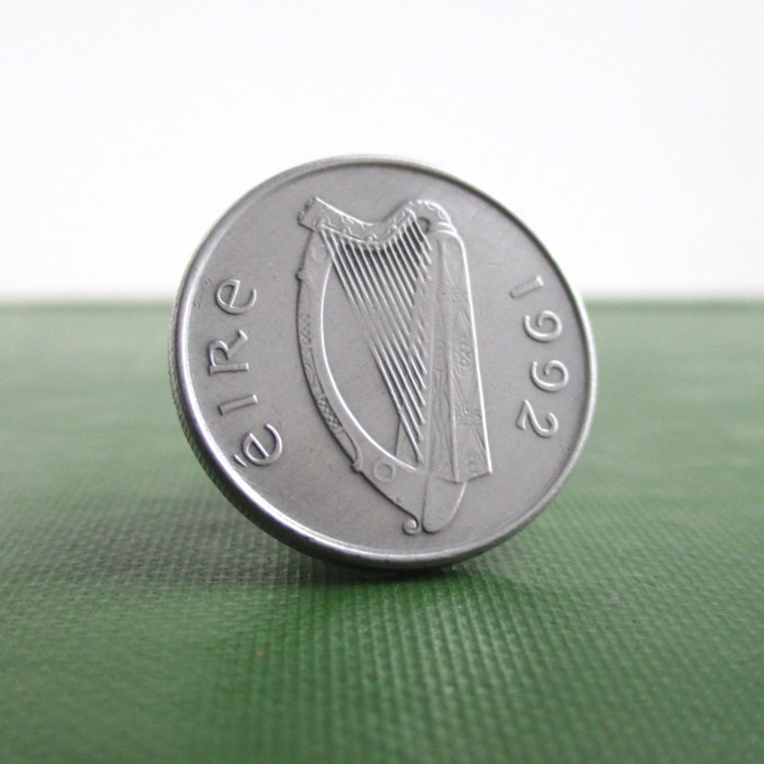 EIRE Ireland Coin Tie Tack / Lapel Pin Repurposed Vintage Silver Tone ...