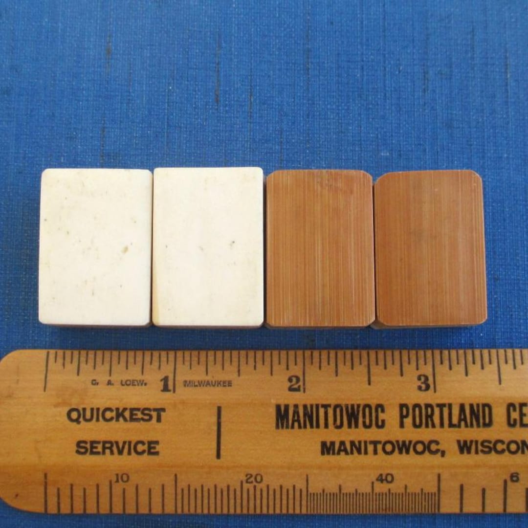 4 Blank Mah Jong Tiles - Vintage / Antique Bone & Bamboo Ma Jiang ...