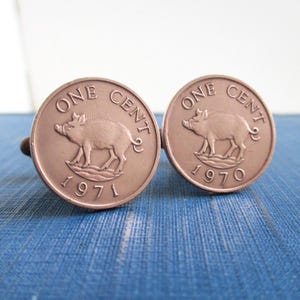 Razorback Wild Hog Coin Cuff Links - Repurposed Vintage Solid Bronze ...