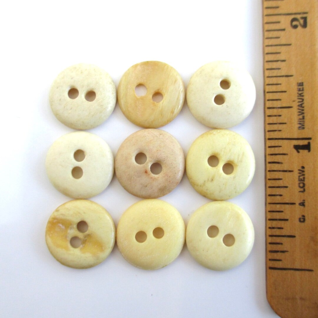 9 Vintage Bone Buttons Antique Two-hole Convex / Concave - Etsy