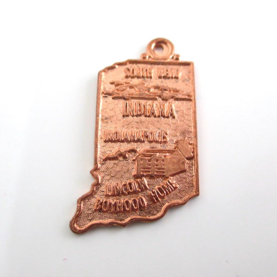 Indiana Solid Copper Souvenir Travel Charm / Pendant - Vintage ...