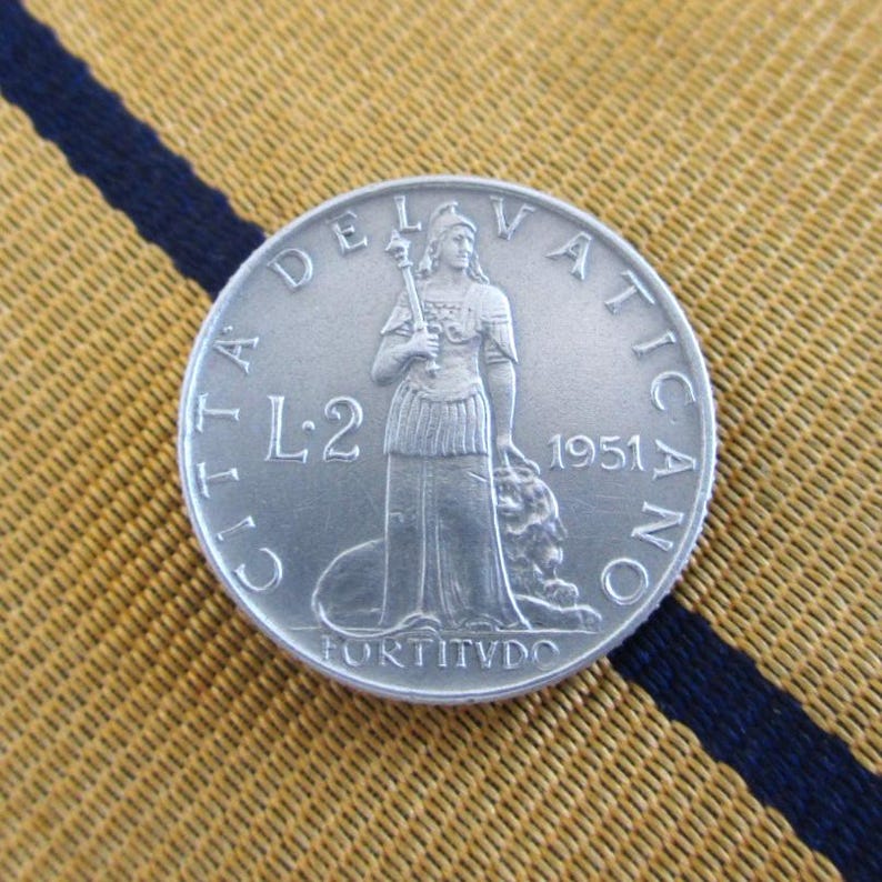 Vatican City Coin Tie Tack / Lapel Pin - Repurposed Vintage 1951 Silver ...
