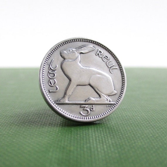 Irish Lucky Rabbit Coin Tie Tack / Lapel Pin Repurposed | Etsy