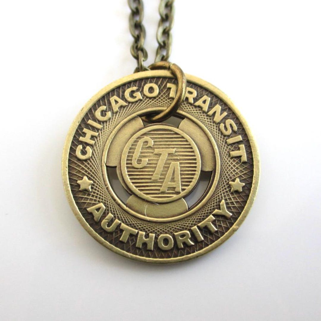 CHICAGO CTA Transit Token Necklace - Repurposed Vintage 1950's Gold ...