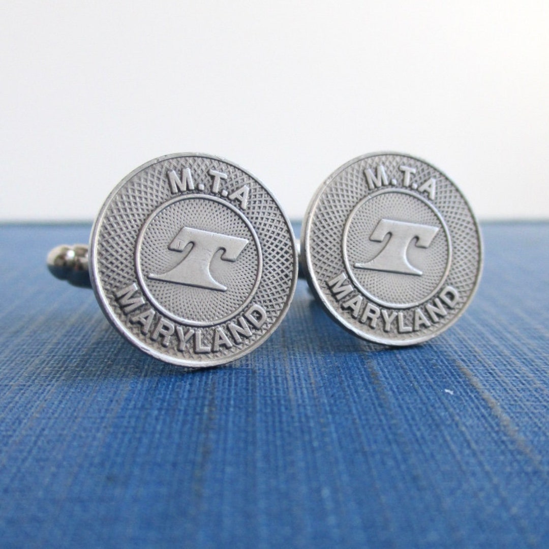Baltimore MTA Coin Cuff Links - Repurposed Vintage Maryland Silver Tone ...