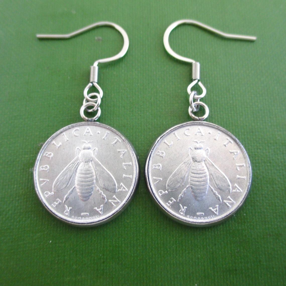 ITALY Coin Pierced Earrings - Repurposed Vintage 1950's Italia 2 Lira ...