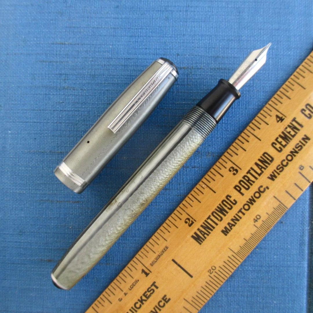 Esterbrook Grey Fountain Pen - Vintage Marbled Gray & Silver J Size ...