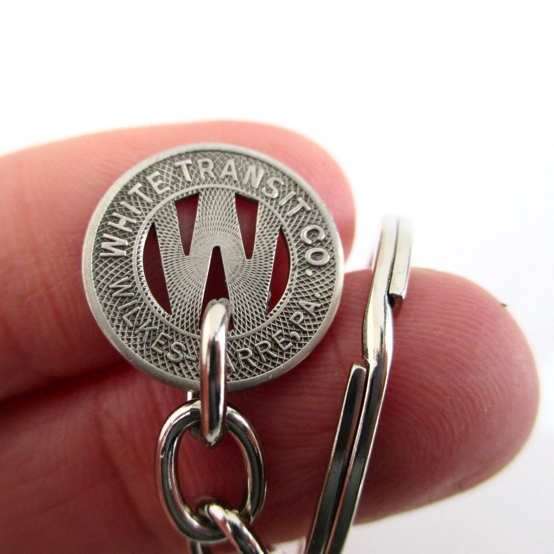 Wilkes-barre, PA Transit Token Keychain Repurposed Vintage Silver Tone ...