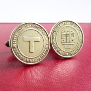 BOSTON T Token Cuff Links Repurposed Vintage Brass MBTA - Etsy