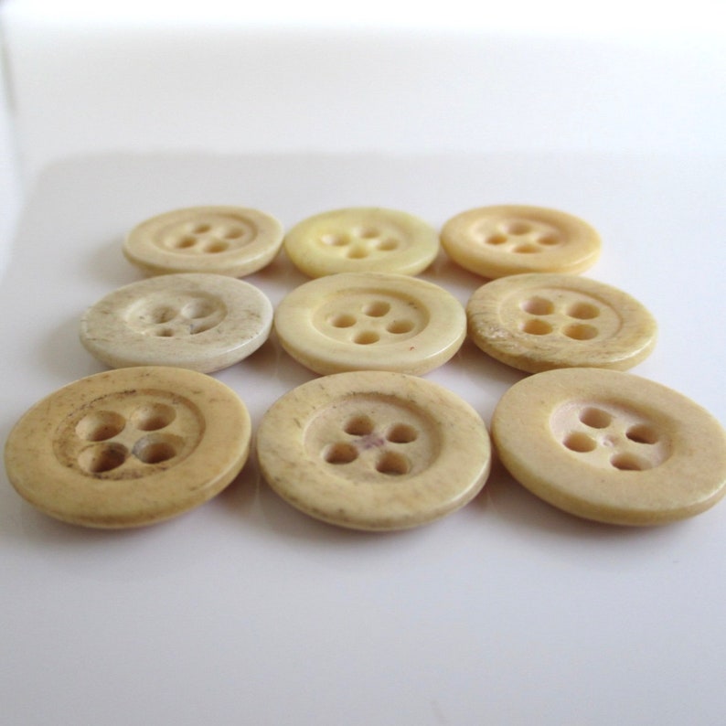 9 Large Antique Bone Buttons Vintage 4 Hole Large Size 17mm | Etsy
