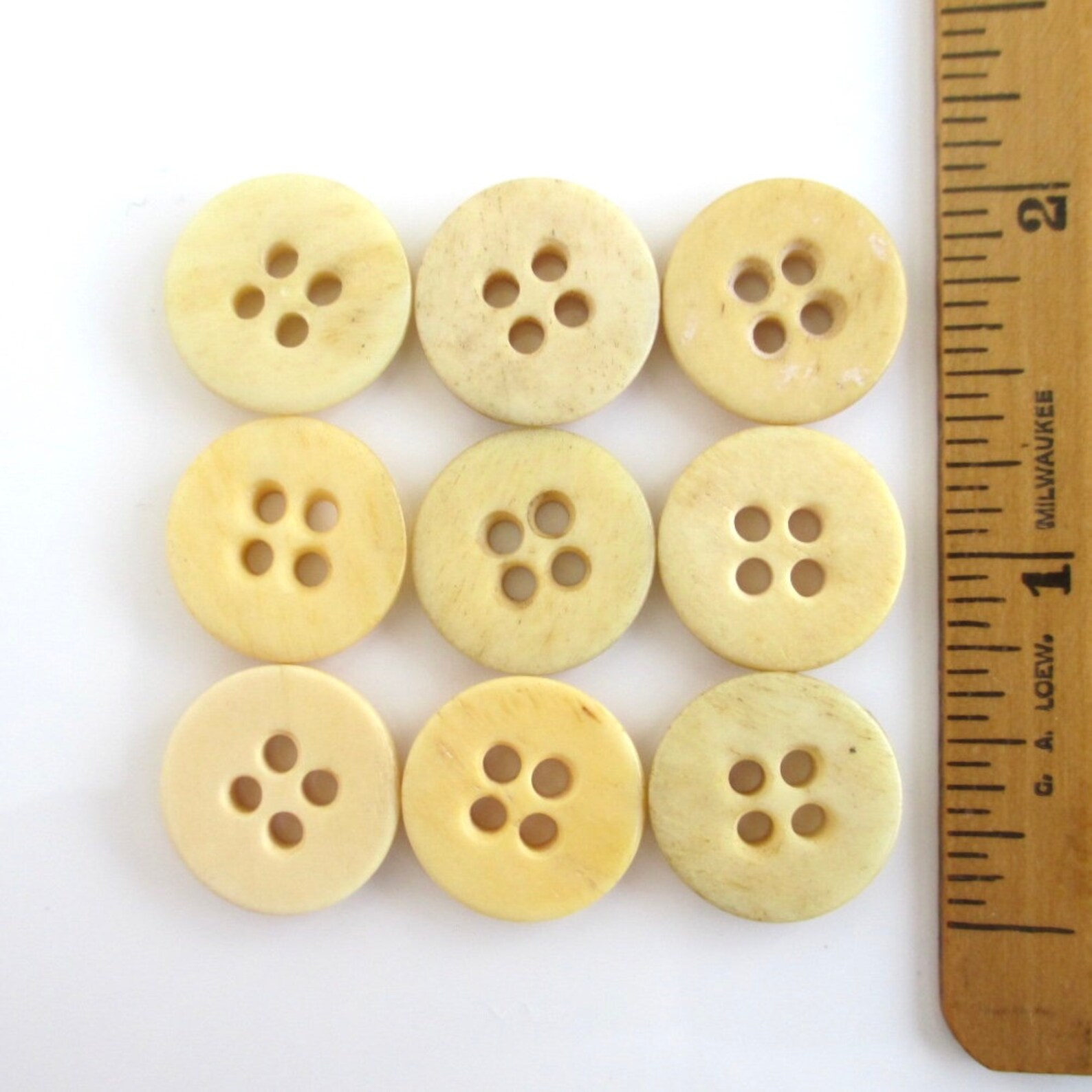9 Large Antique Bone Buttons Vintage 4 Hole Larger 17mm or - Etsy