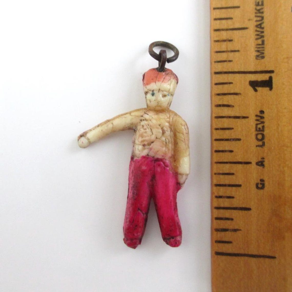 Vintage Celluloid Figure Charm - Hand Painted W/ Metal Top Ring - Etsy