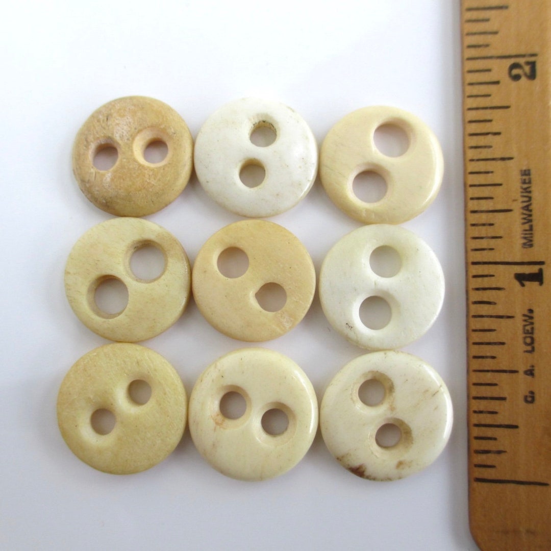 9 Vintage Bone Buttons - Antique Eye Shape Clothing Buttons - Larger ...
