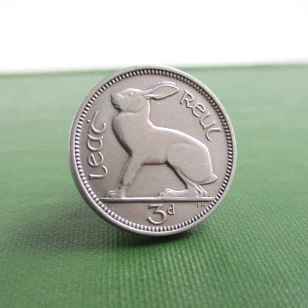Irish Lucky Rabbit Coin Tie Tack / Lapel Pin Repurposed - Etsy