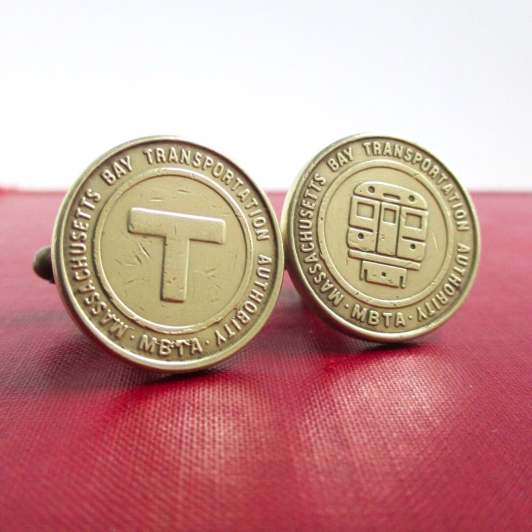 BOSTON T Token Cuff Links Repurposed Vintage Brass MBTA - Etsy