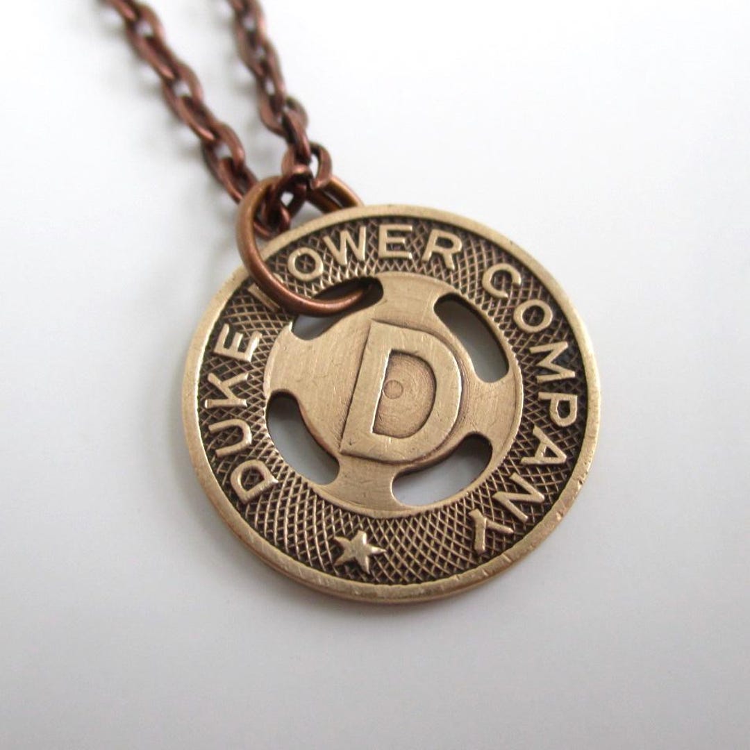 DUKE Power Transit Token Pendant Necklace - Repurposed Vintage 1940's ...