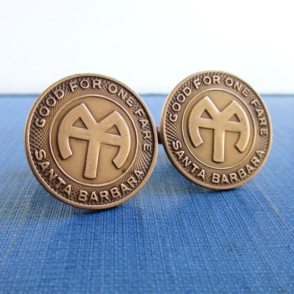 SANTA BARBARA Transit Token Cuff Links Repurposed Vintage - Etsy