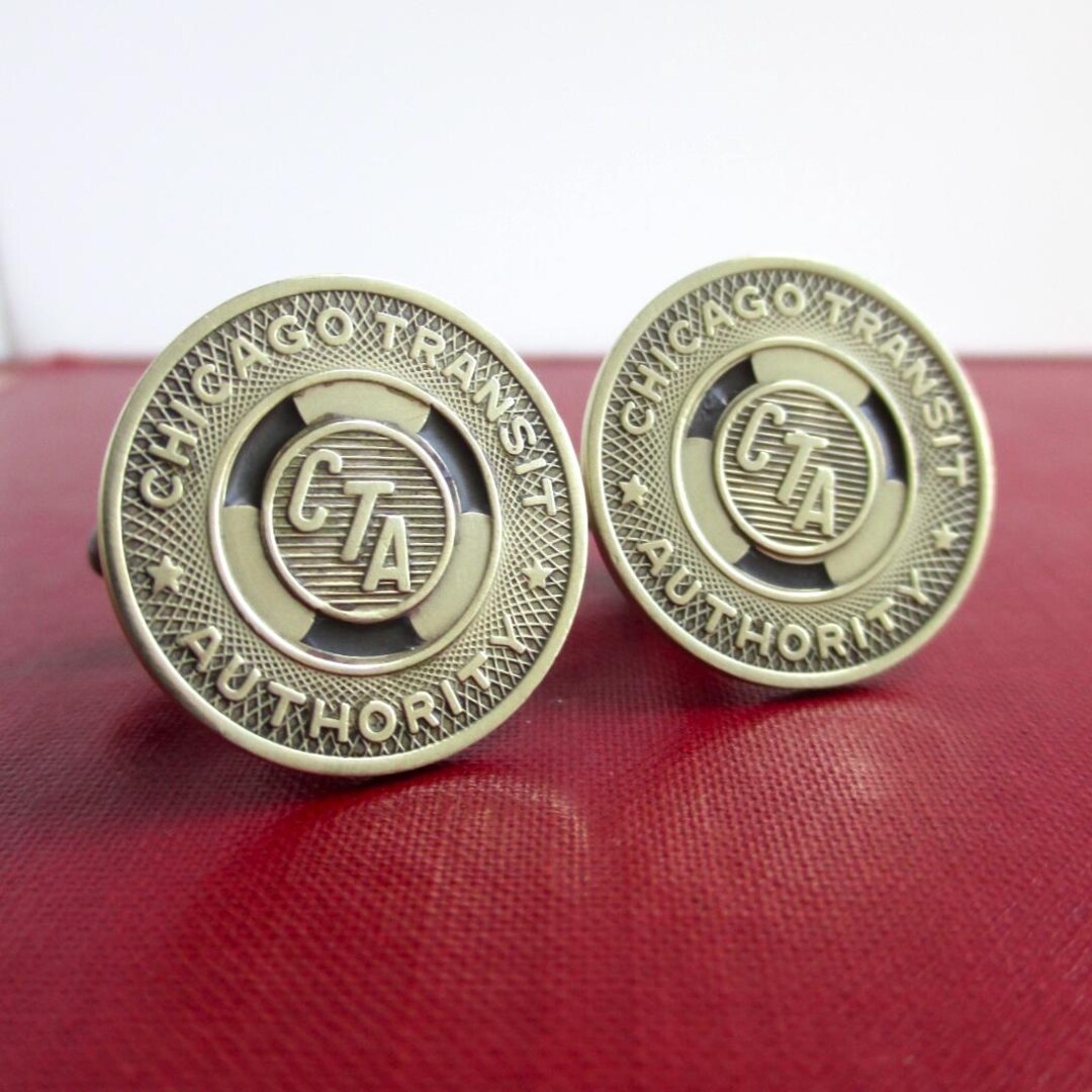 CHICAGO CTA Token Cuff Links Repurposed Vintage 1950's Gold Tone Coins ...