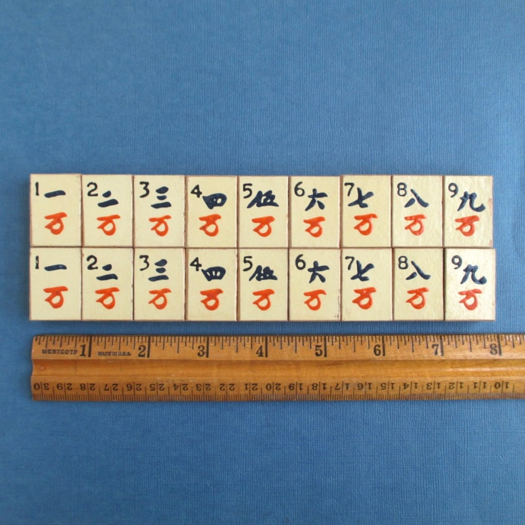 Mah Jong Tiles - Wood W/ Painted Labels - Vintage Ma Jiang / Mahjong ...