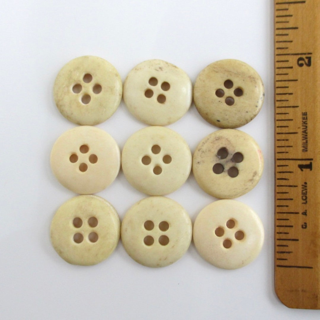 9 Large Antique Bone Buttons Vintage 4 Hole Larger 17mm or - Etsy