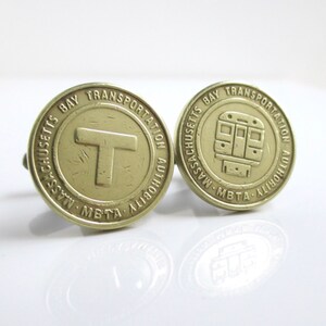 BOSTON T Token Cuff Links Repurposed Vintage Brass MBTA - Etsy