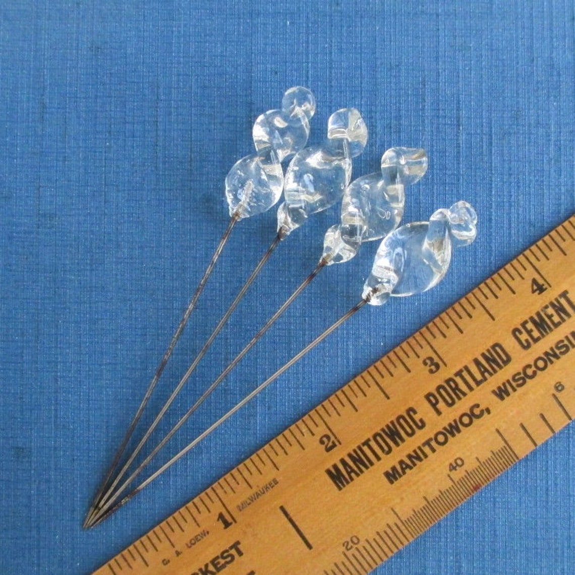 4 Vintage Glass Stick Pins Larger Size Clear / Colorless | Etsy