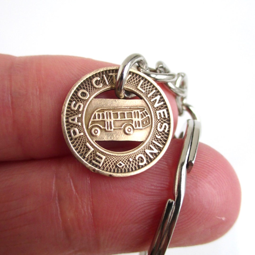 EL PASO Transit Token Keychain Repurposed Vintage 1950's Solid Bronze ...