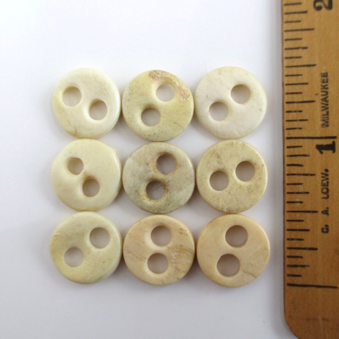 9 Vintage Bone Buttons Antique Two Hole Eye Shape Clothing - Etsy