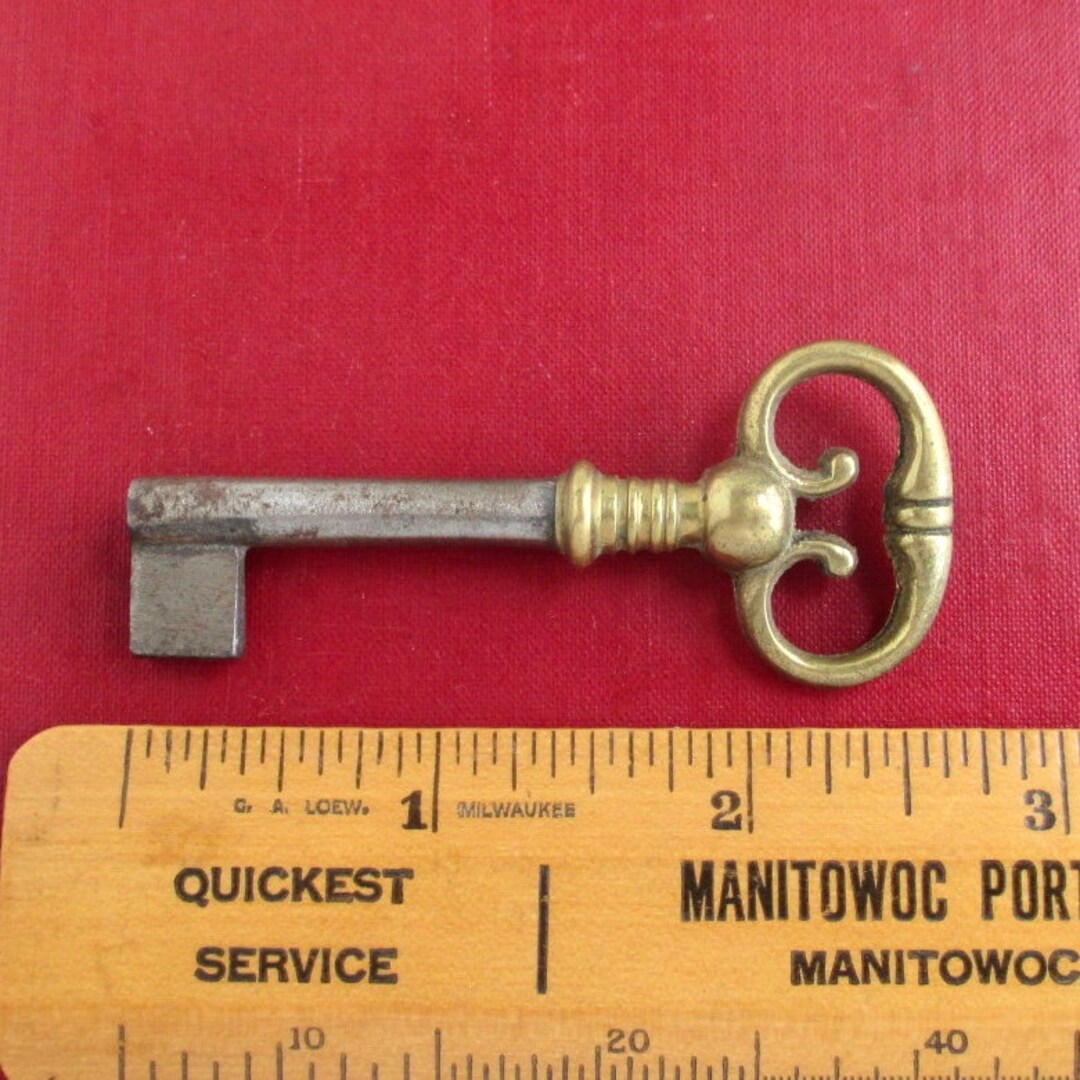 Antique Victorian Skeleton Key W/ Brass Top Bow & Hollow Barrel Ornate ...
