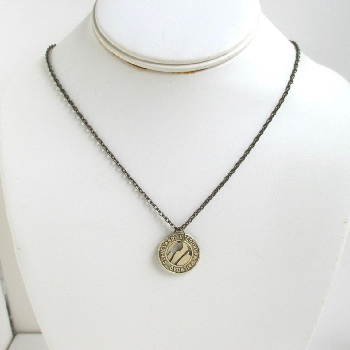 CLEVELAND Railroad Token Necklace - Repurposed Vintage 1930's Solid ...