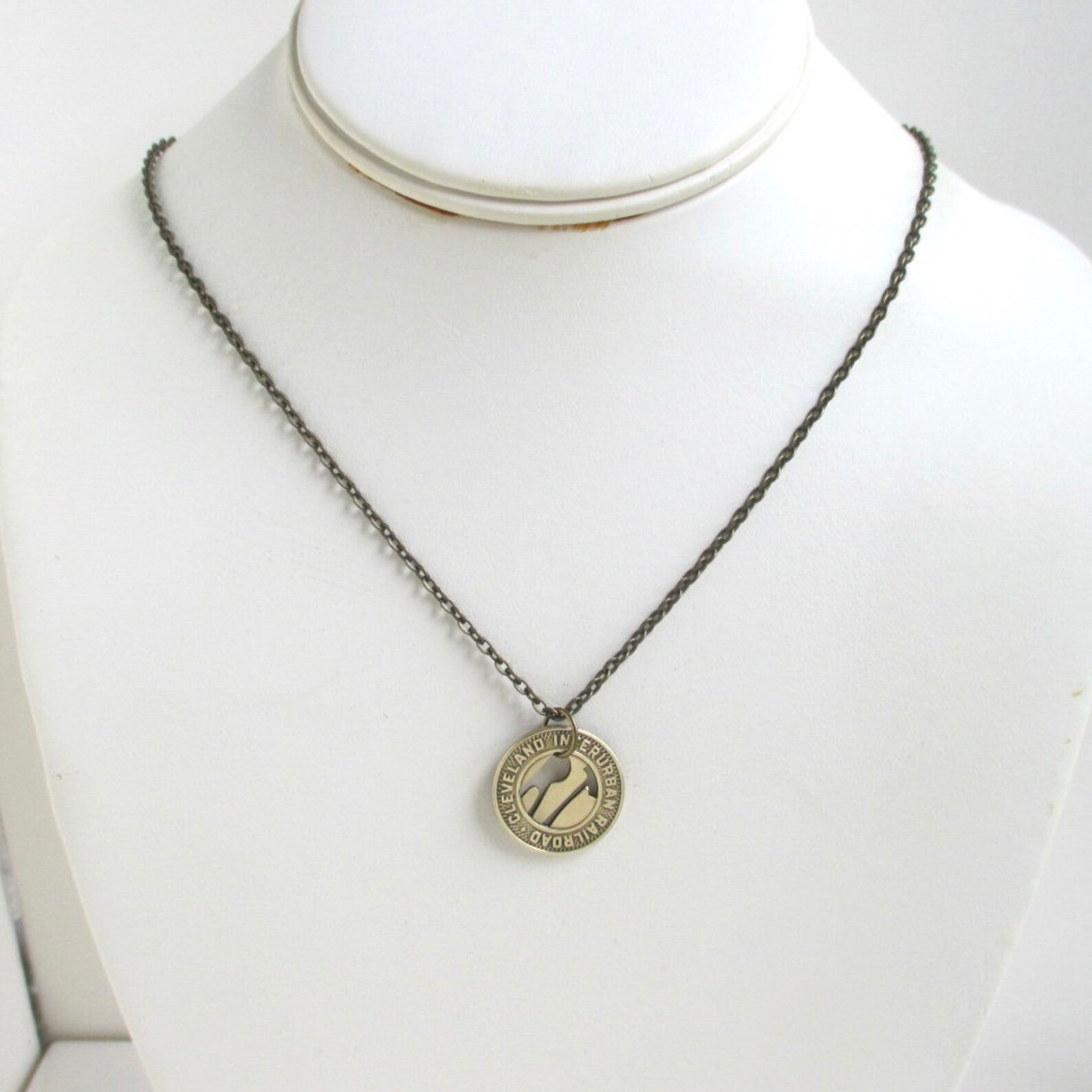 CLEVELAND Railroad Token Necklace - Repurposed Vintage 1930's Solid ...