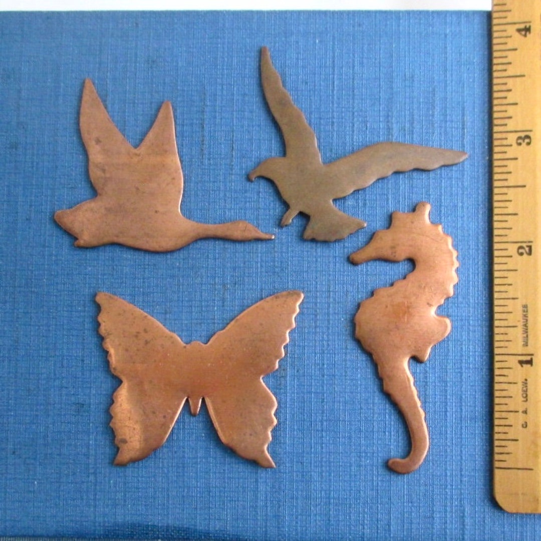 4 Solid Copper Animal Stampings Vintage Raw Copper Findings unpolished ...